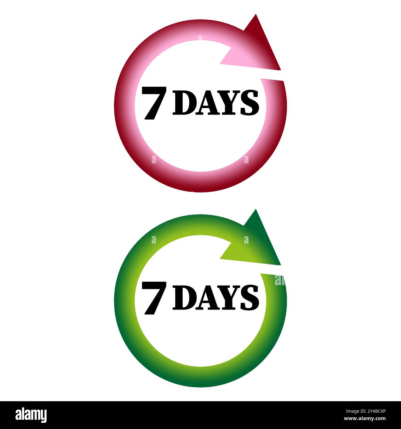 Countdown timer icon. 7 days focus. Bold circular arrow. Gradient color ...