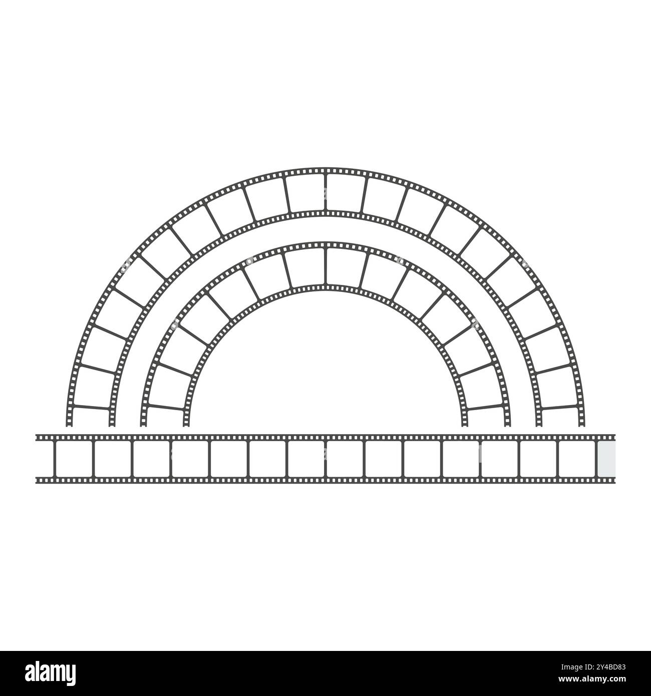 Filmstrip arch icon. Curved film frame. Vector cinema design. Abstract ...