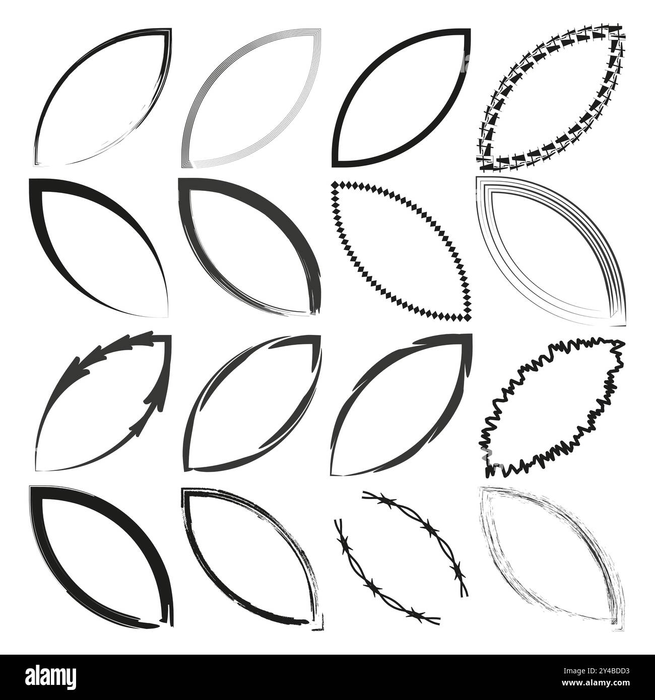 Abstract oval frames. Geometric line borders. Vector ellipse shapes ...