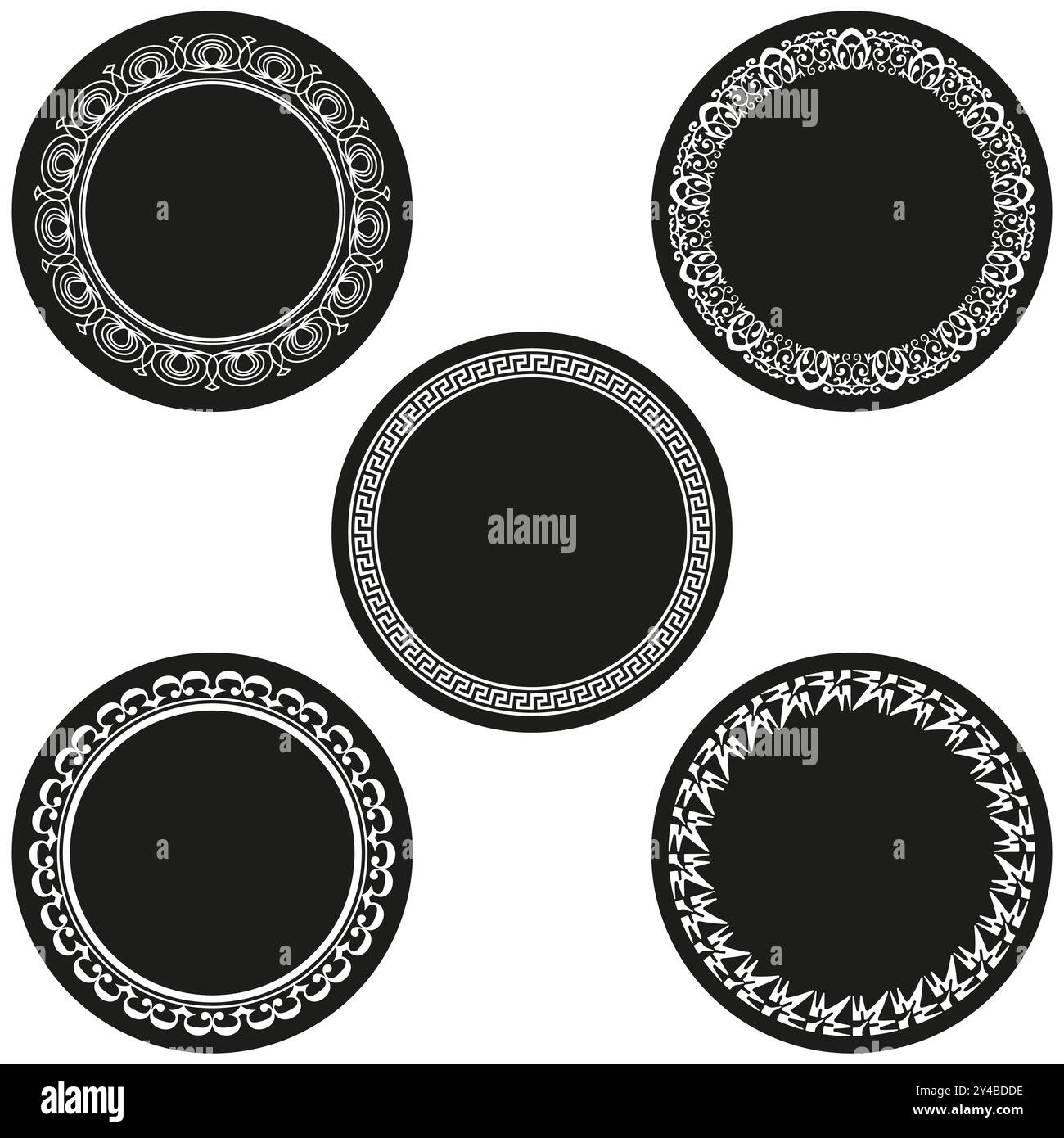 Ornamental Round Frames Decorative Circular Borders Classic Pattern