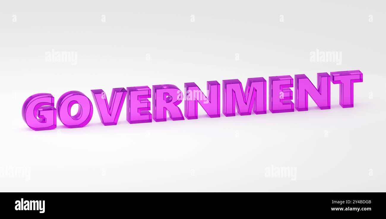 3d render sign government red text and light background. Simple ...