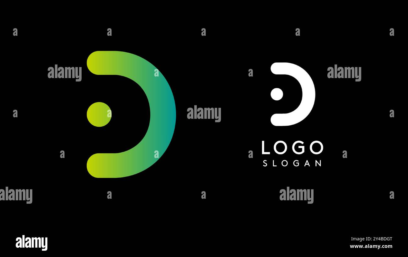 Minimalist geometric letter D, bold rounded icon style, futuristic ...