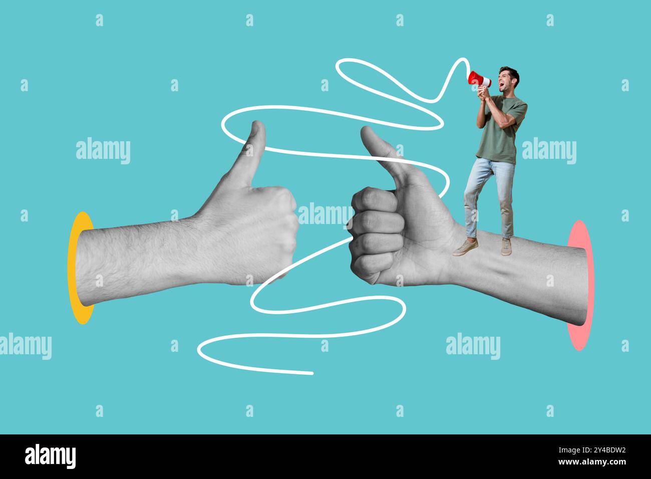 Composite trend artwork sketch image photo collage of huge hand show ...