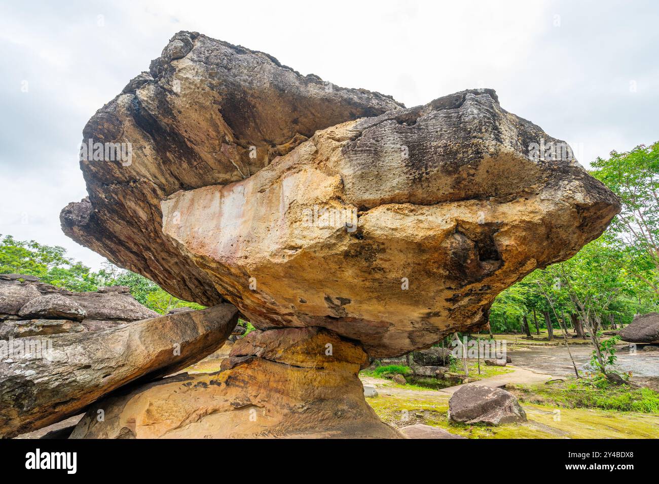 Unusual large rock formation stacking at Phu Phra Bat Historical Park ...