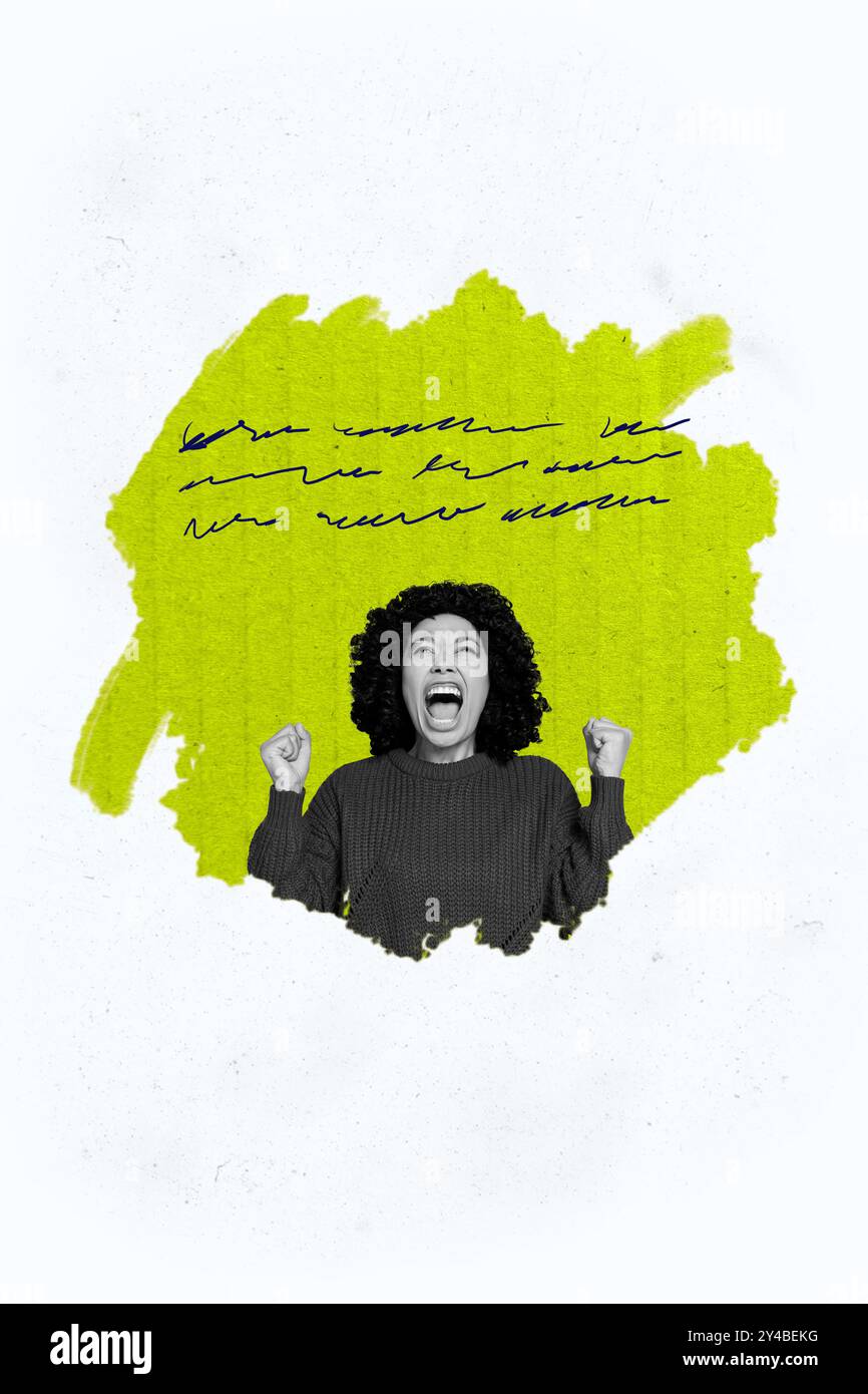 Vertical photo collage of angry african girl scream bipolar disorder ...