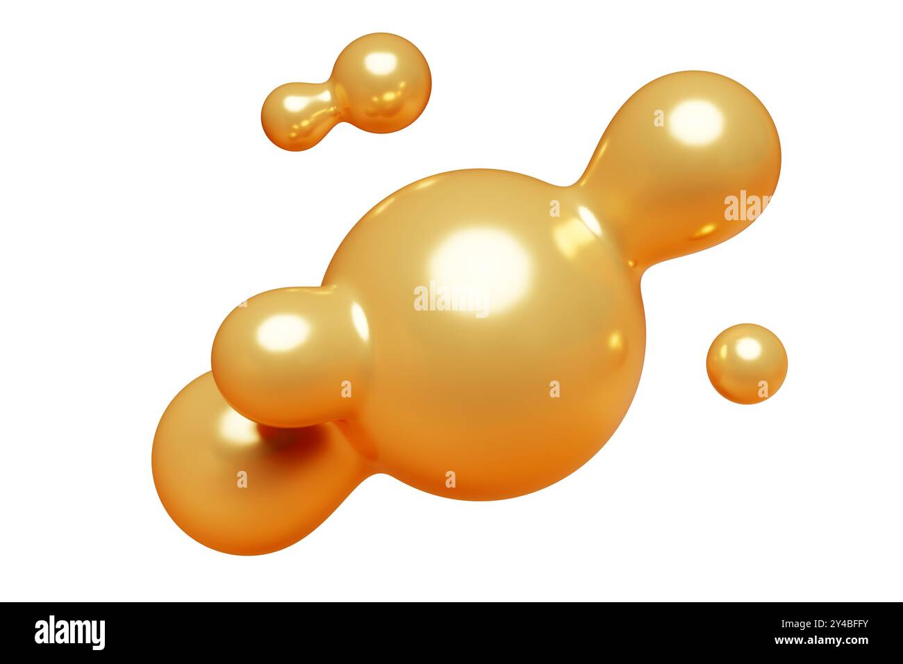 Golden abstract liquid metaball shape. 3d render illustration Stock ...