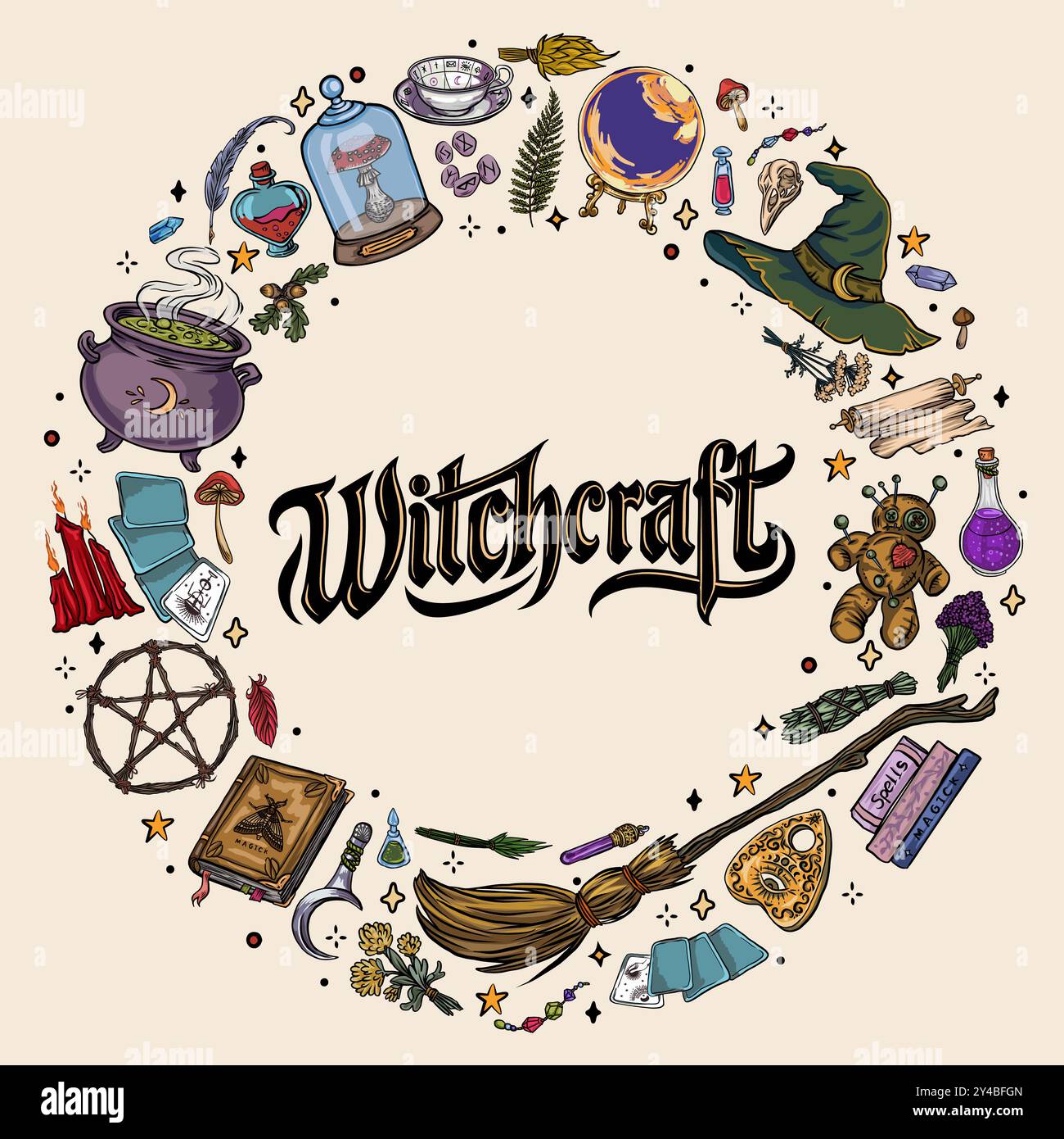 Witchcraft Supernatural magic magical elements collection. Witch stuff ...