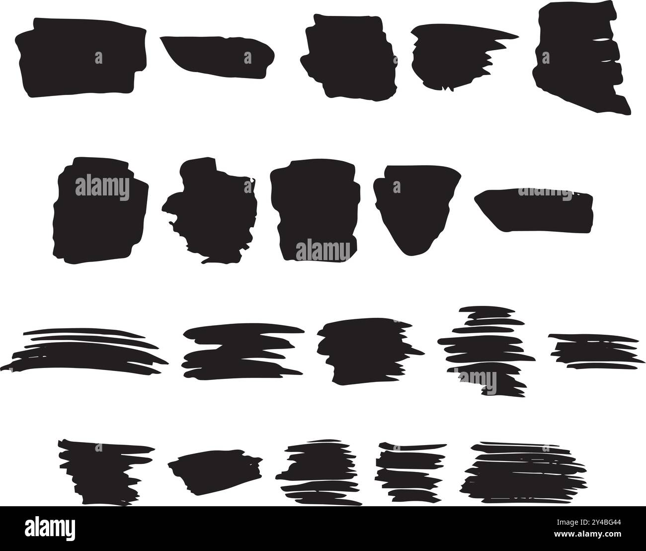 Paint brush strokes elements, freehand artistic water color abstract ...