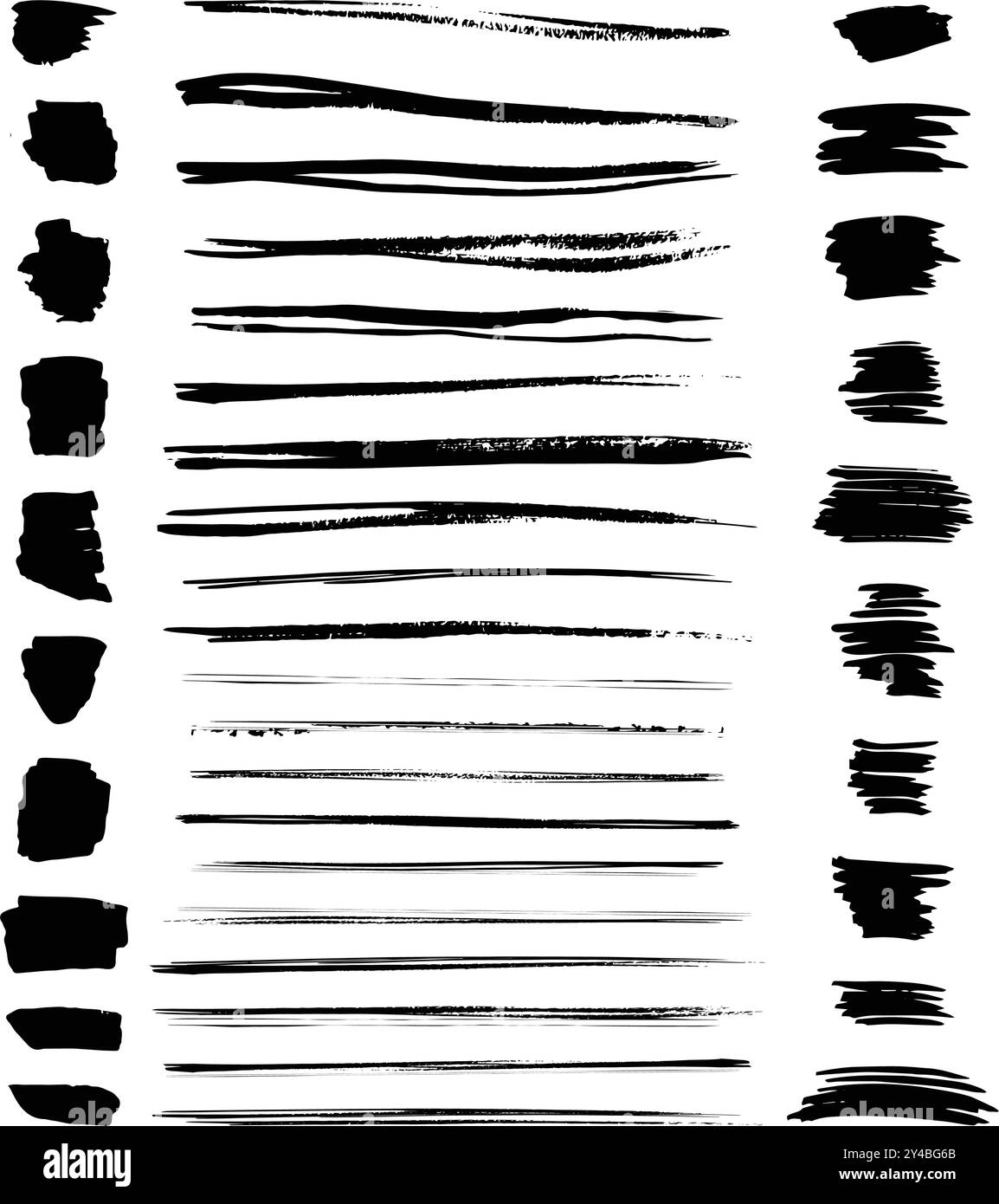 Paint brush strokes elements, freehand artistic water color abstract ...