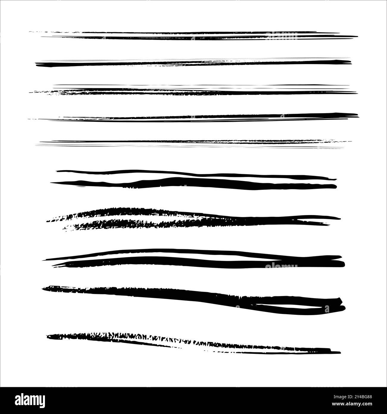 Paint brush strokes elements, freehand artistic water color abstract ...