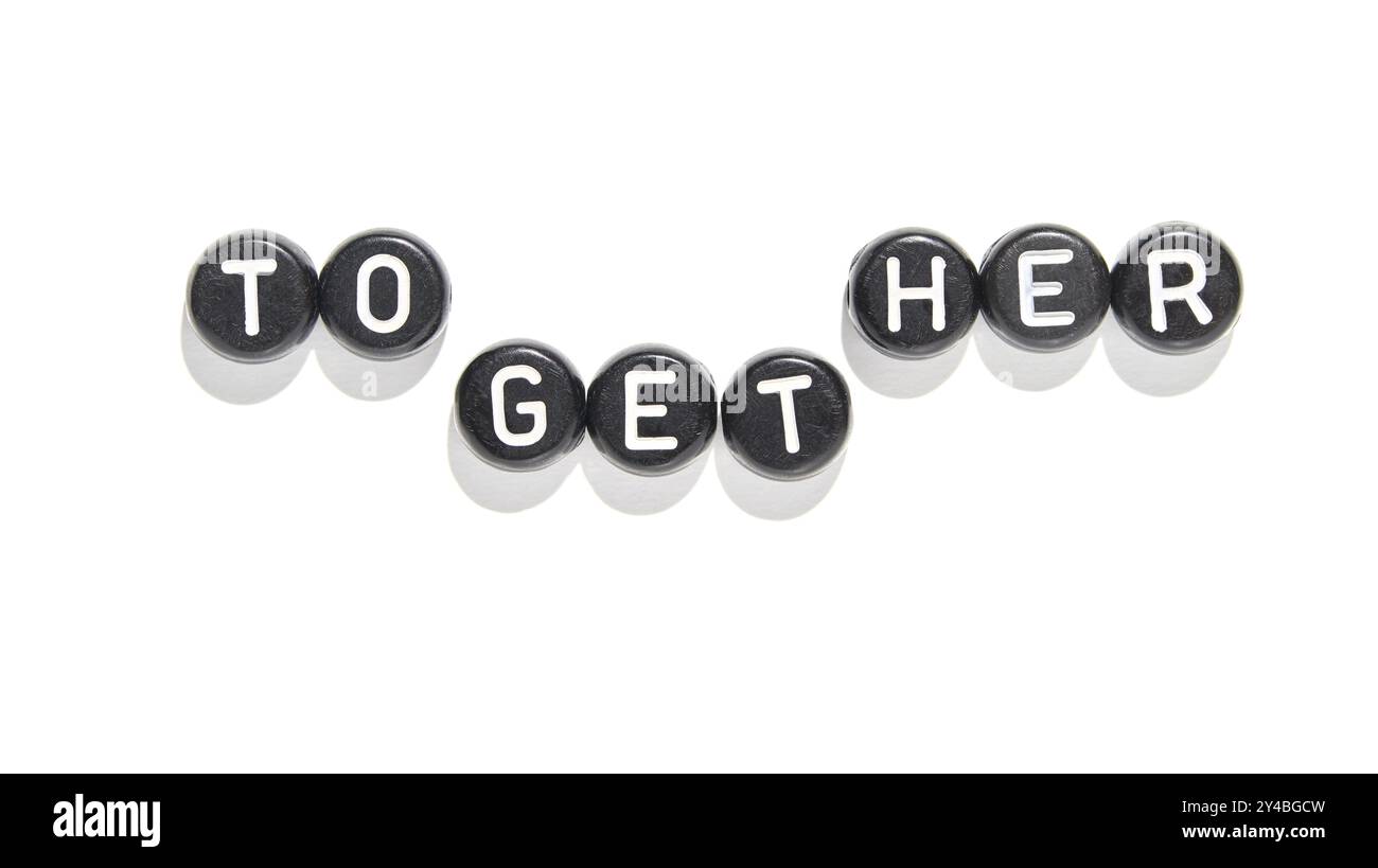 Alphabet letters forming the word together on a clean white background ...