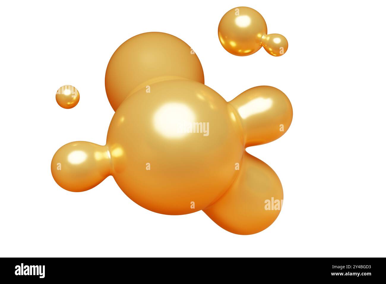 Golden abstract liquid metaball shape. 3d render illustration Stock ...