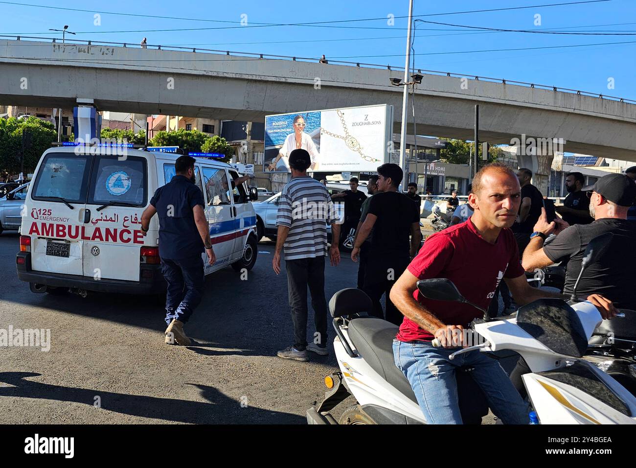 An ambulance carries wounded people whose handheld pager exploded, in ...