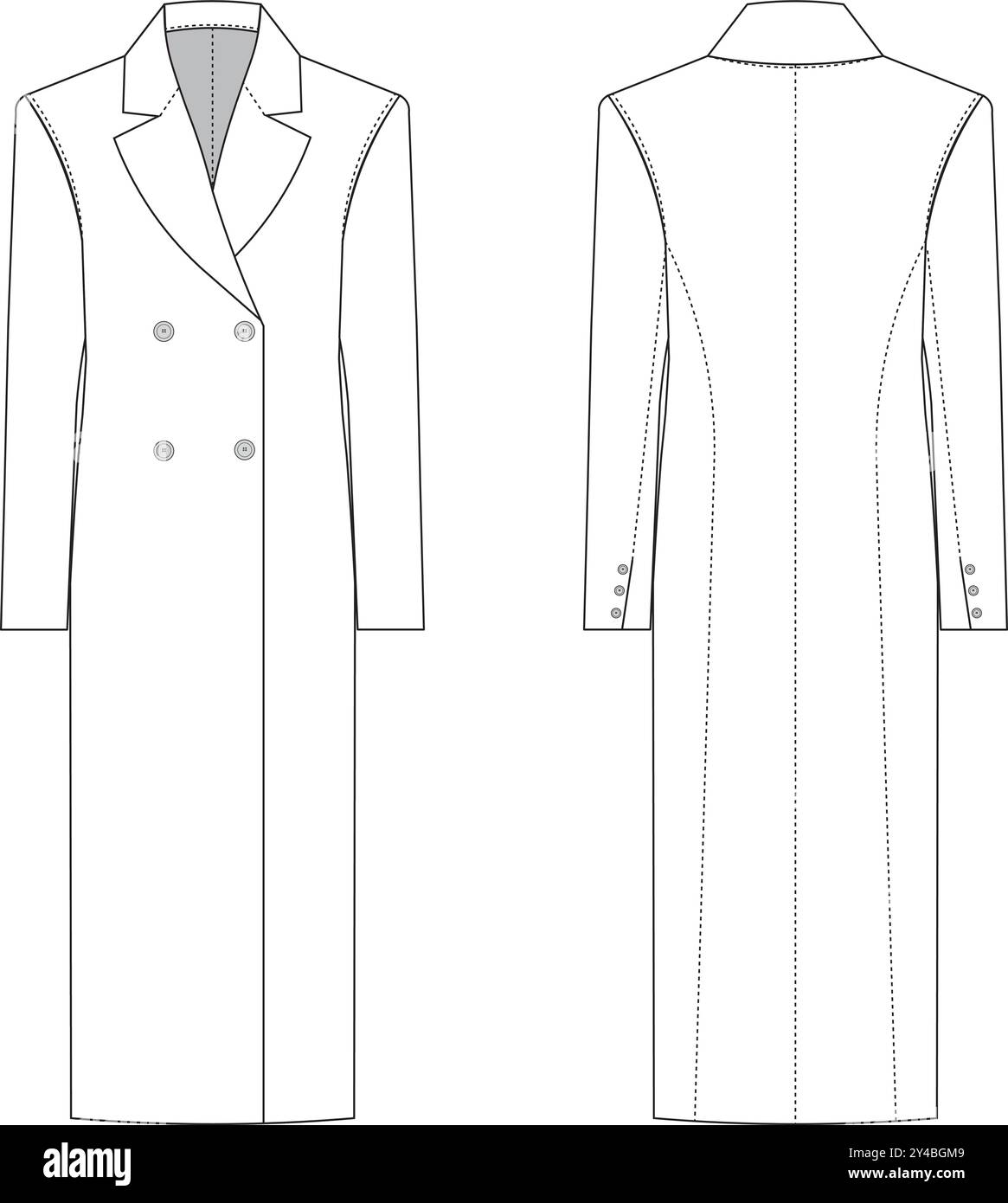 double breasted buttoned collared full long coat jacket technical ...