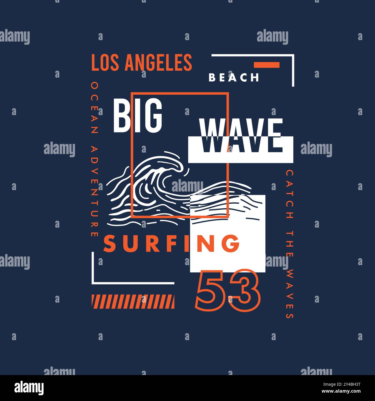 Los Angeles Big Wave Beach surfing typography summer graphic t shirt ...