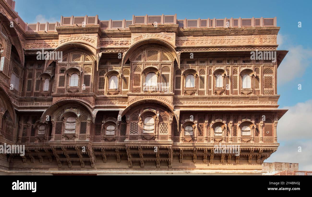 Very beautifully and minuitly carved red sandstone windows of ...