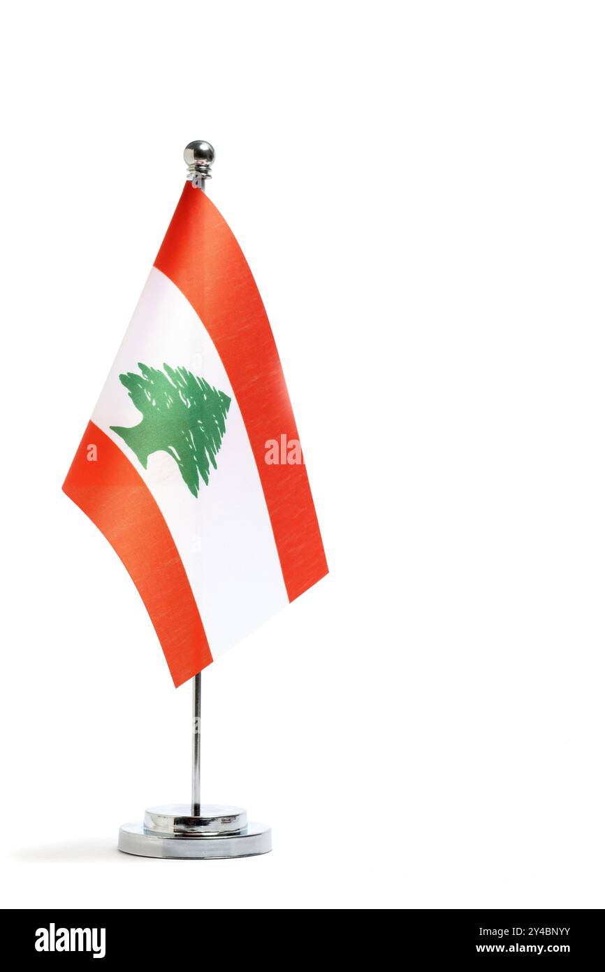 Lebanon table flag isolated on a white background Stock Photo - Alamy