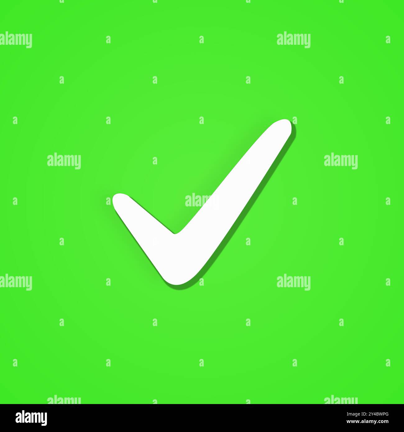 White tick sign on green background for success approval buttons by 3d ...