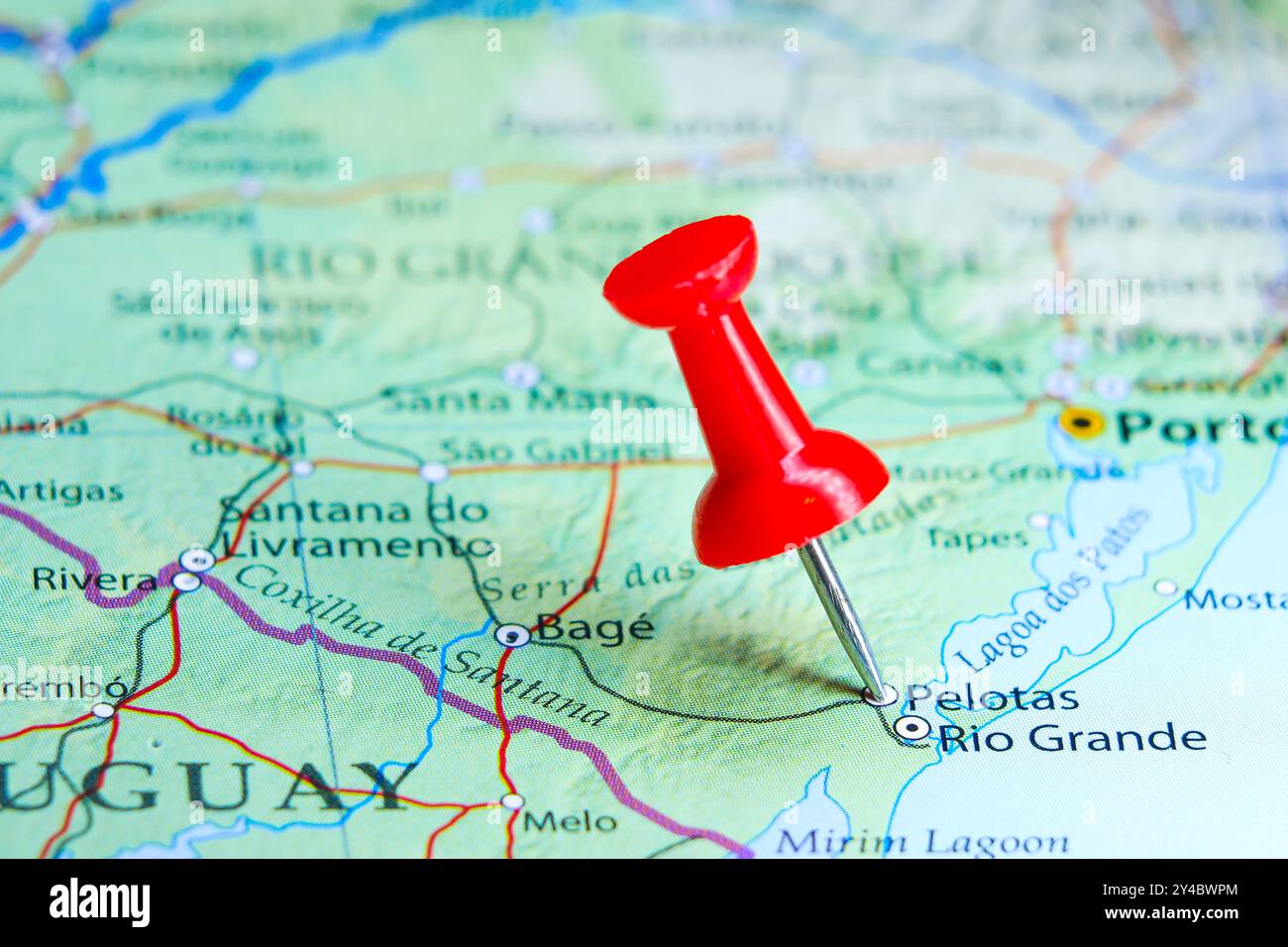 Pelotas, Brazil pin on map Stock Photo - Alamy