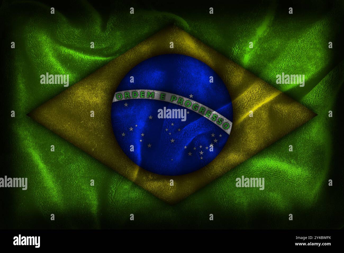 Brazilian flag (green, yellow, blue globe and white) of Brazil country ...