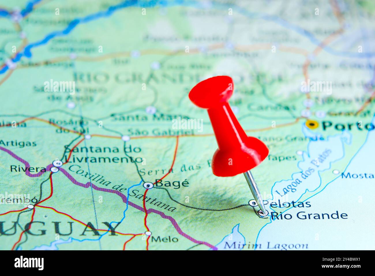 Rio Grande, Brazil pin on map Stock Photo - Alamy