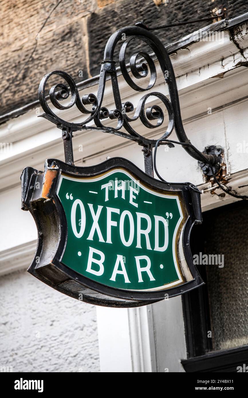 Pub sign outside The Oxford Bar in Edinburgh, Scotland, regularly ...