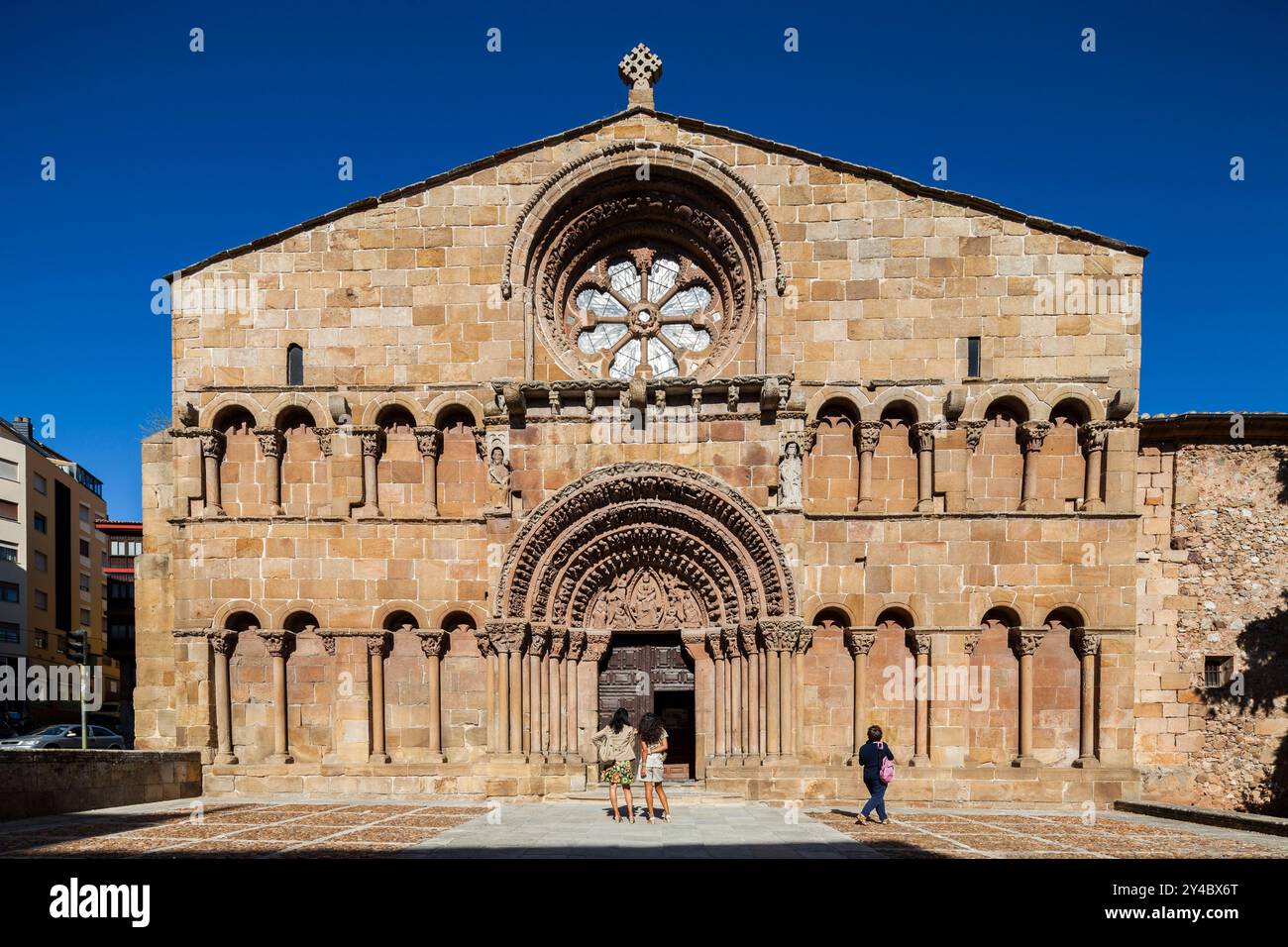 Explore the impressive facade of Santo Domingo church in Soria, Spain ...