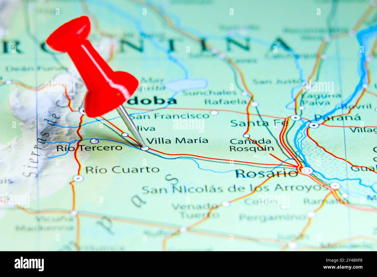 Villa Maria, Argentina pin on map Stock Photo - Alamy