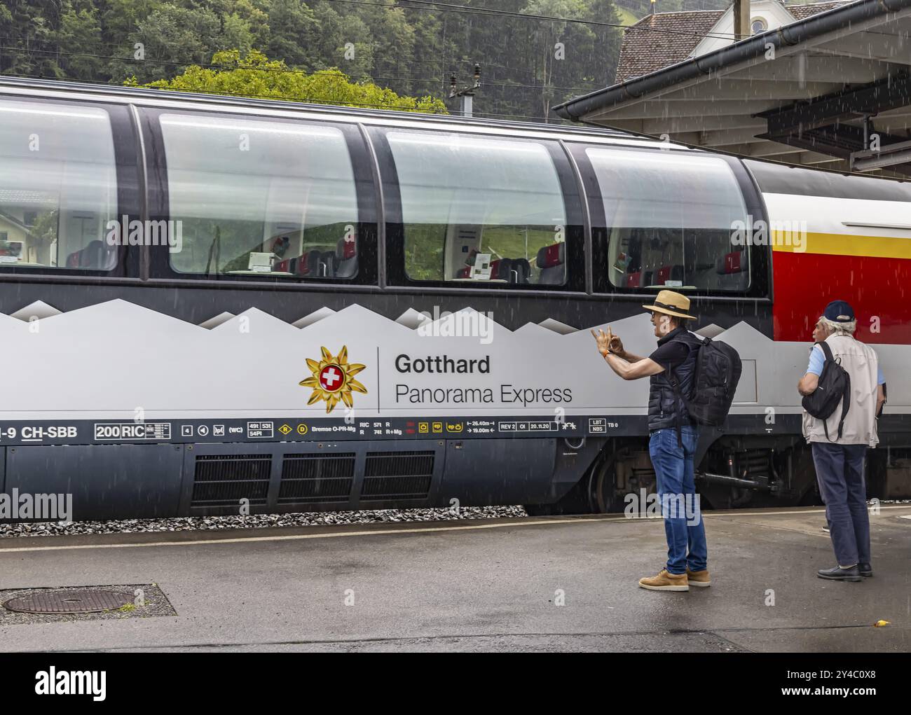 Gotthard Panorama Express, tourist train of the Swiss Federal Railways ...