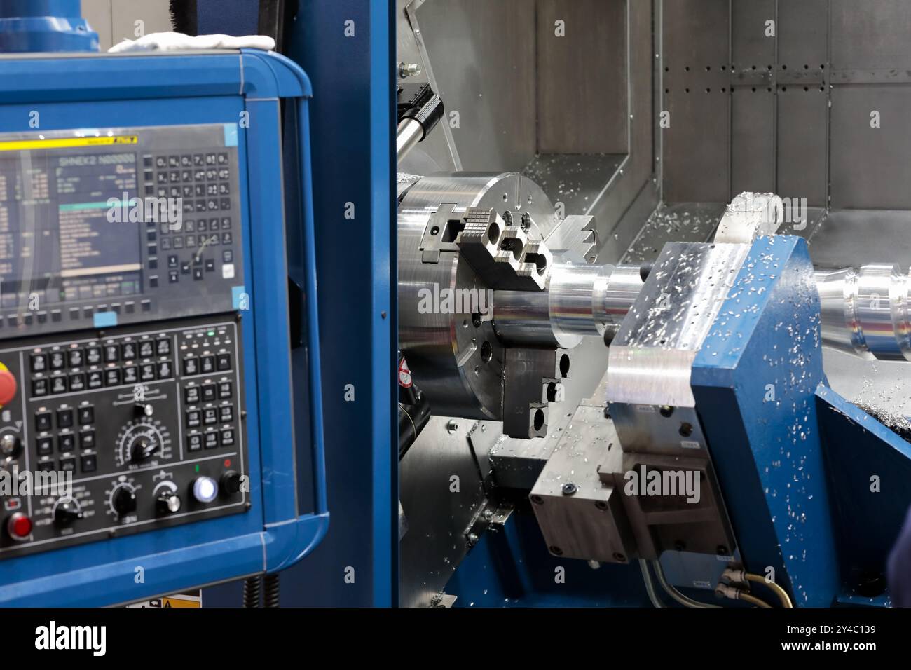 Manufacturing process on metalworking CNC turning and milling machine ...