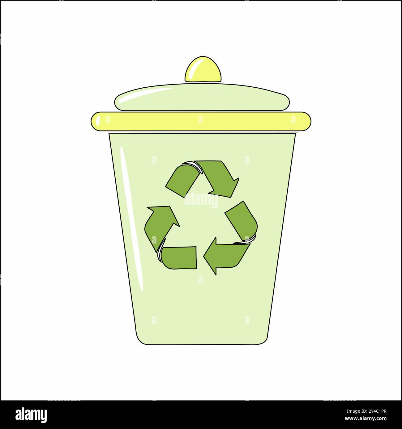 A minimalist vector illustration of a green recycling bin featuring a ...