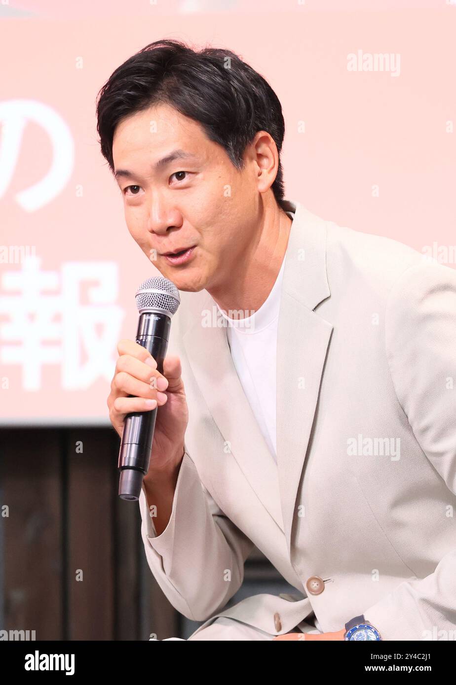 Tokyo, Japan. 17th Sep, 2024. Tokyo Broadcasting System (TBS) Television announcer Tomohiro ...