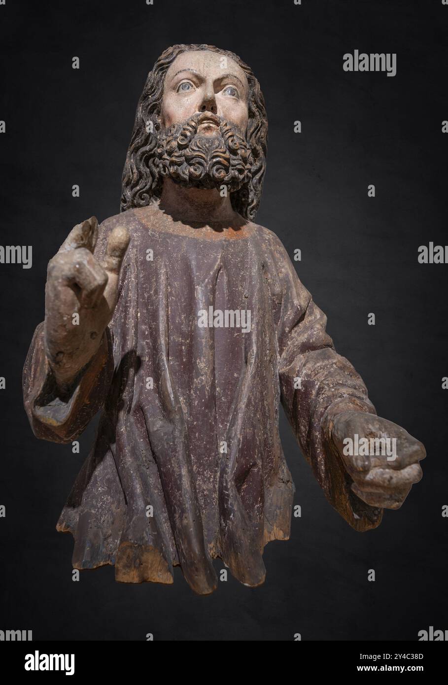 Figure of Jesus, around 1470, on a black background, only the body of ...