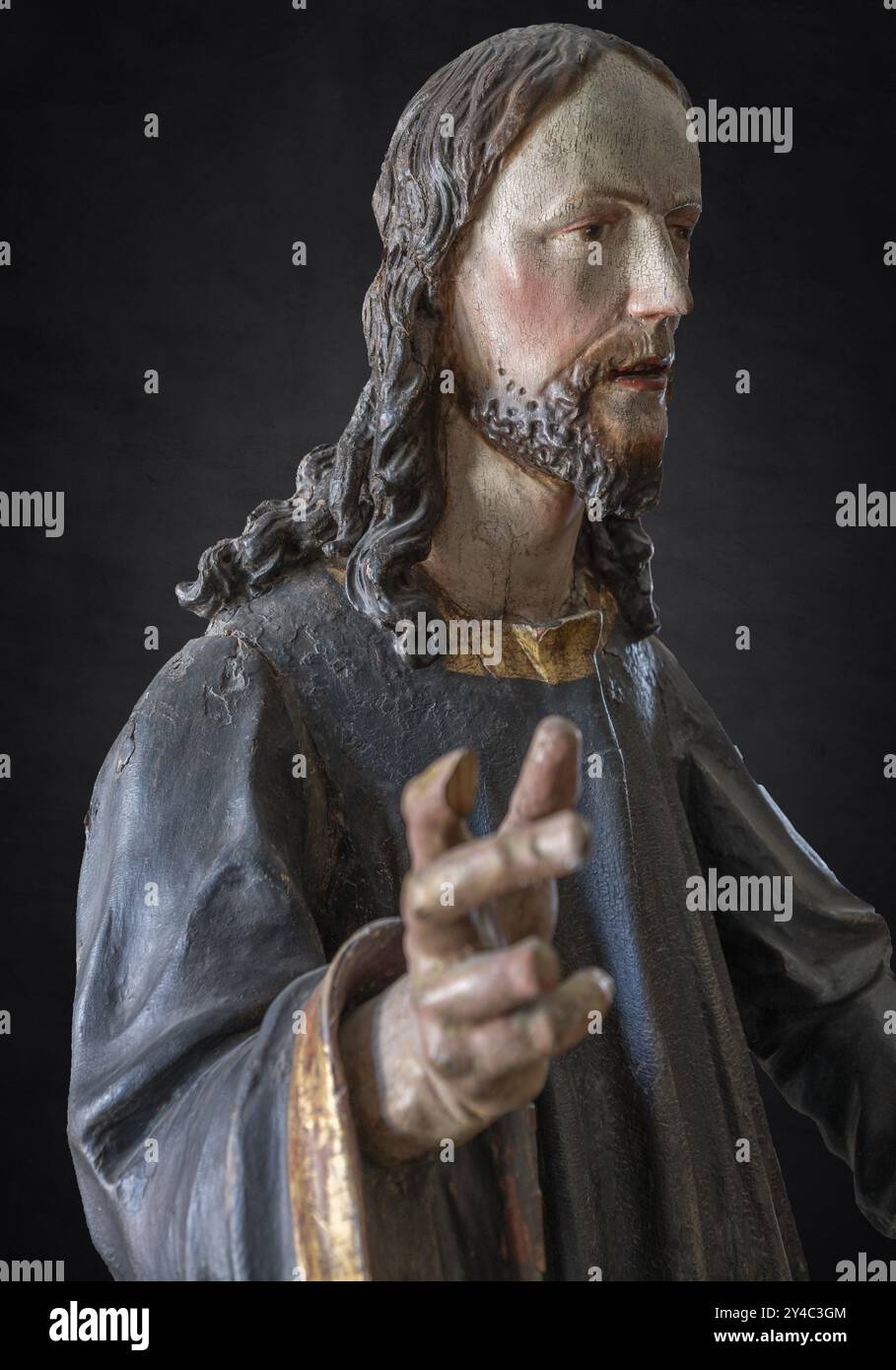 Christ on the palm donkey, detail, wooden figure from around 1880, on a ...