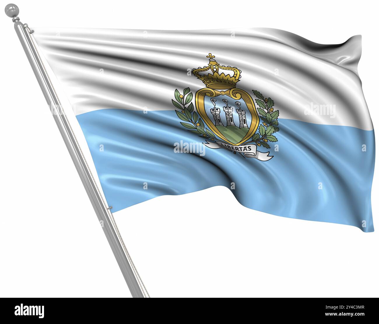 Flag of San Marino, This is a computer generated and 3d rendered image ...