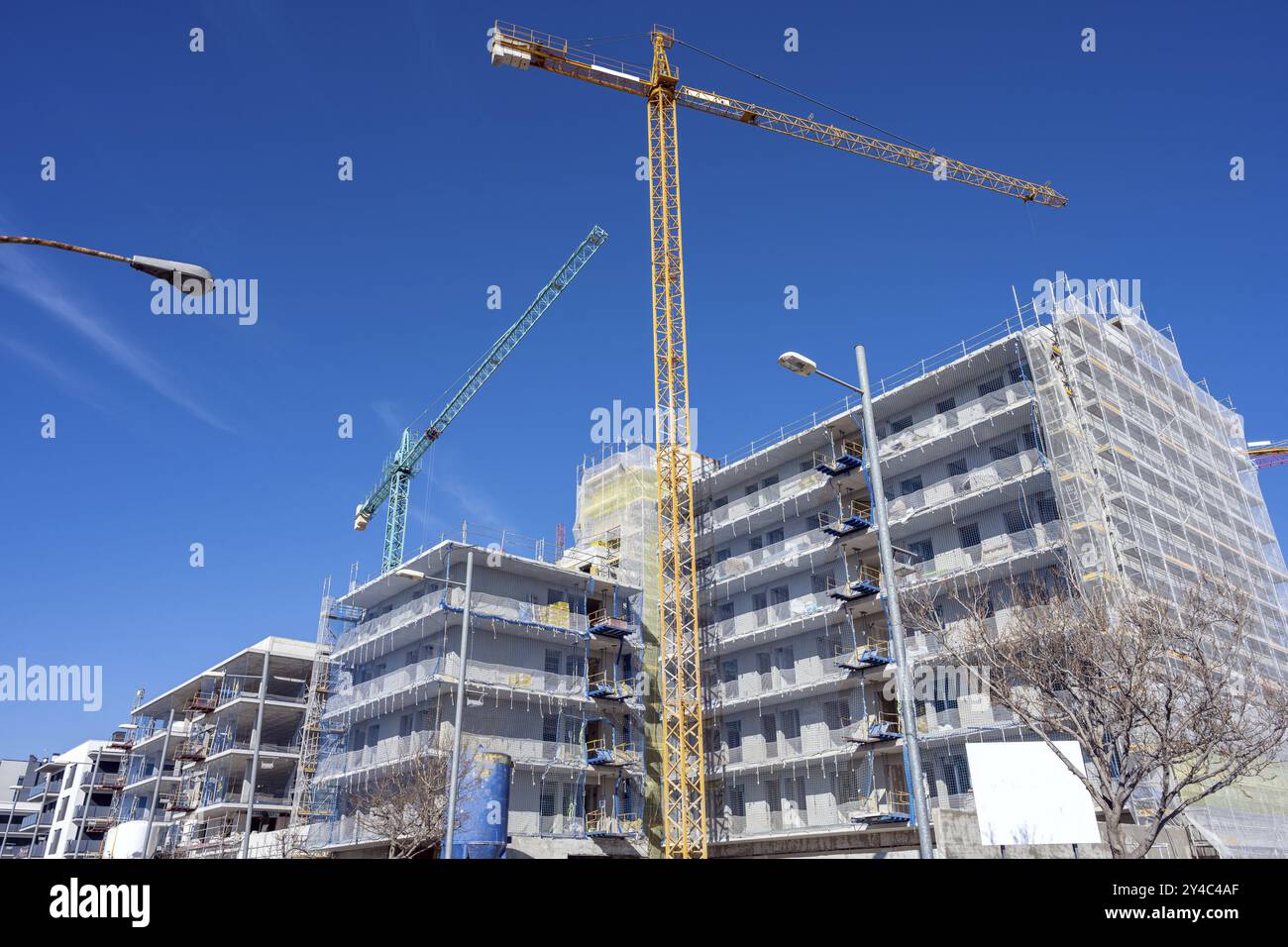 Construction site for new residential building in Barcelona, Spain ...