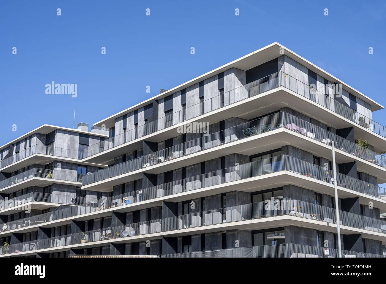 Modern grey apartment buildings in Barcelona, Spain, Europe Stock Photo ...