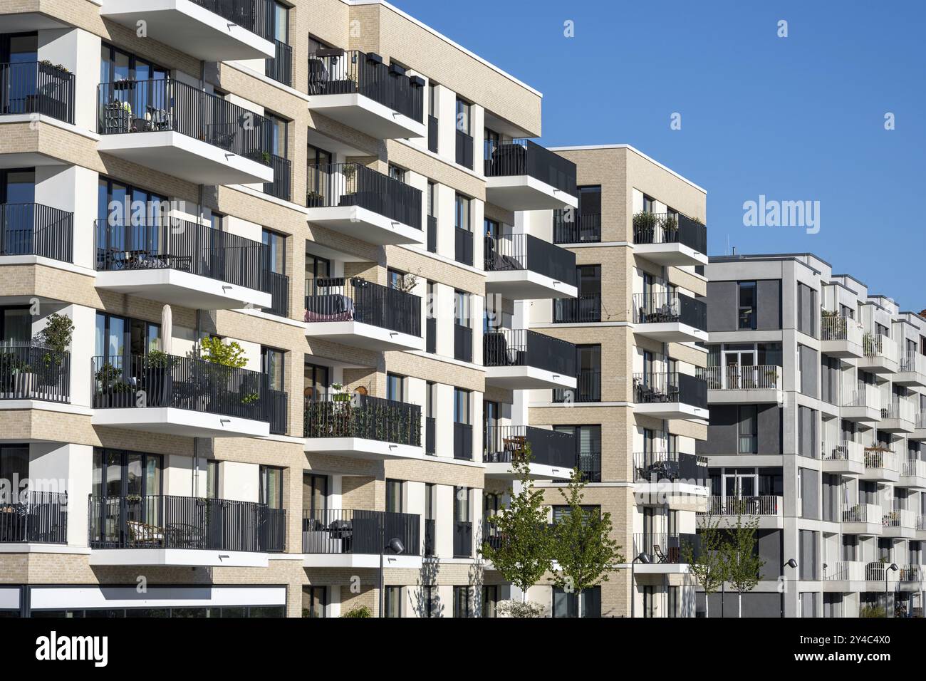 Modern residential buildings in the centre of Berlin, Germany, Europe ...