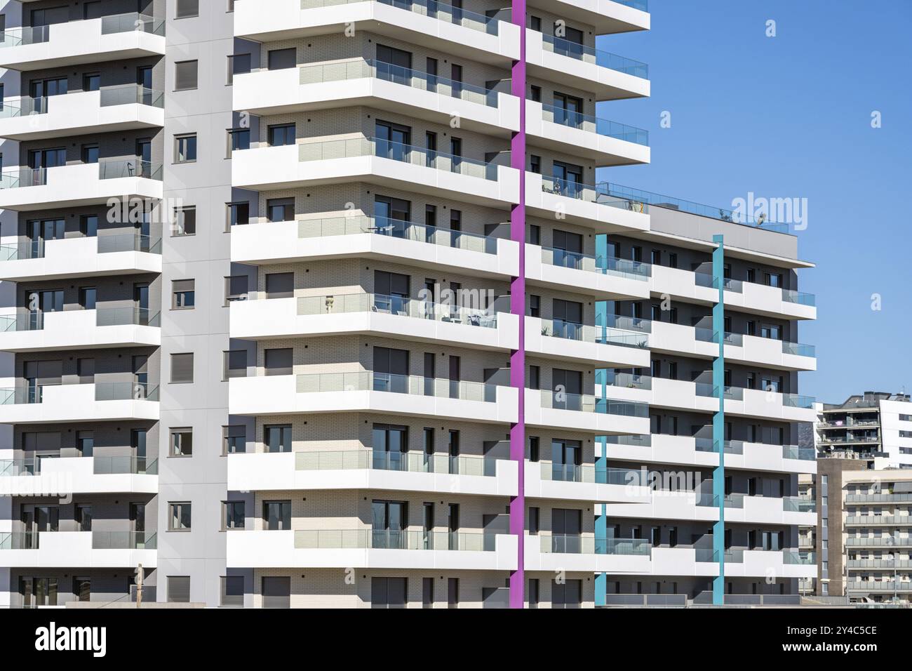Modern high-rise apartment blocks in Badalona, Spain, Europe Stock ...