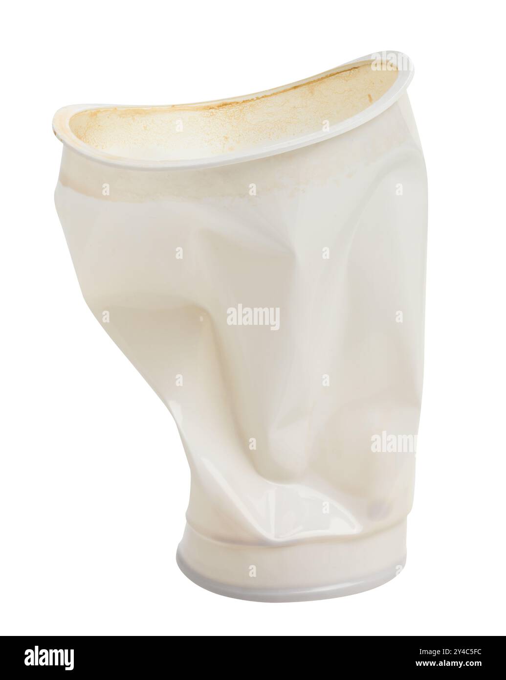 White crumpled plastic used cup on isolated background Stock Photo - Alamy