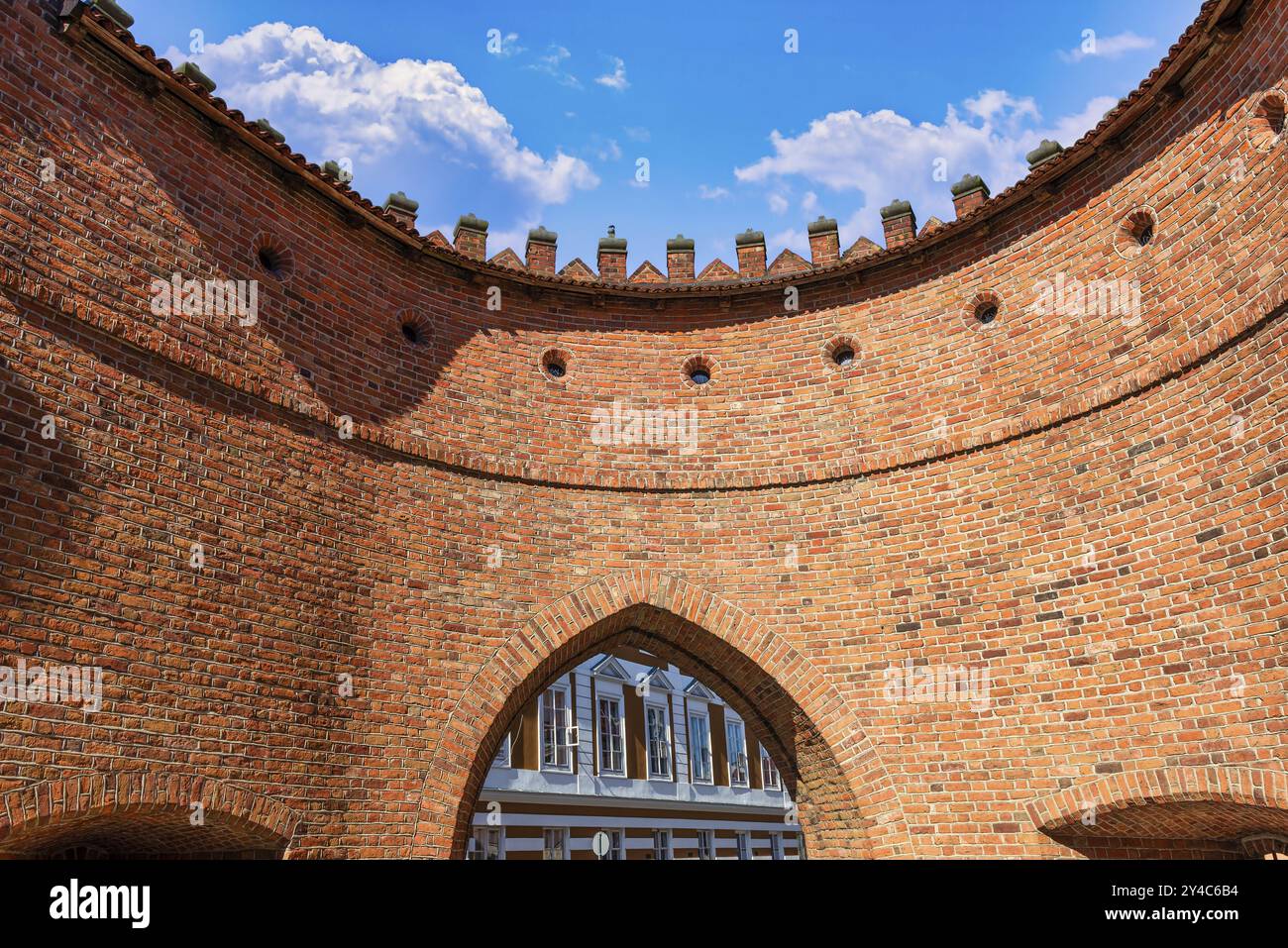 Red bricks wall of Barbican in Warsaw, Poland, Europe Stock Photo - Alamy