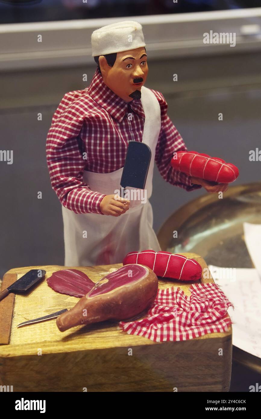 Miniature model of a butcher in the old town centre of Nice, Cote d ...