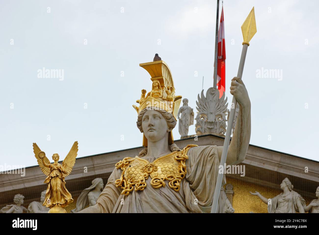 Details of the statues of the Austrian Parliament on the Ringstraße ...