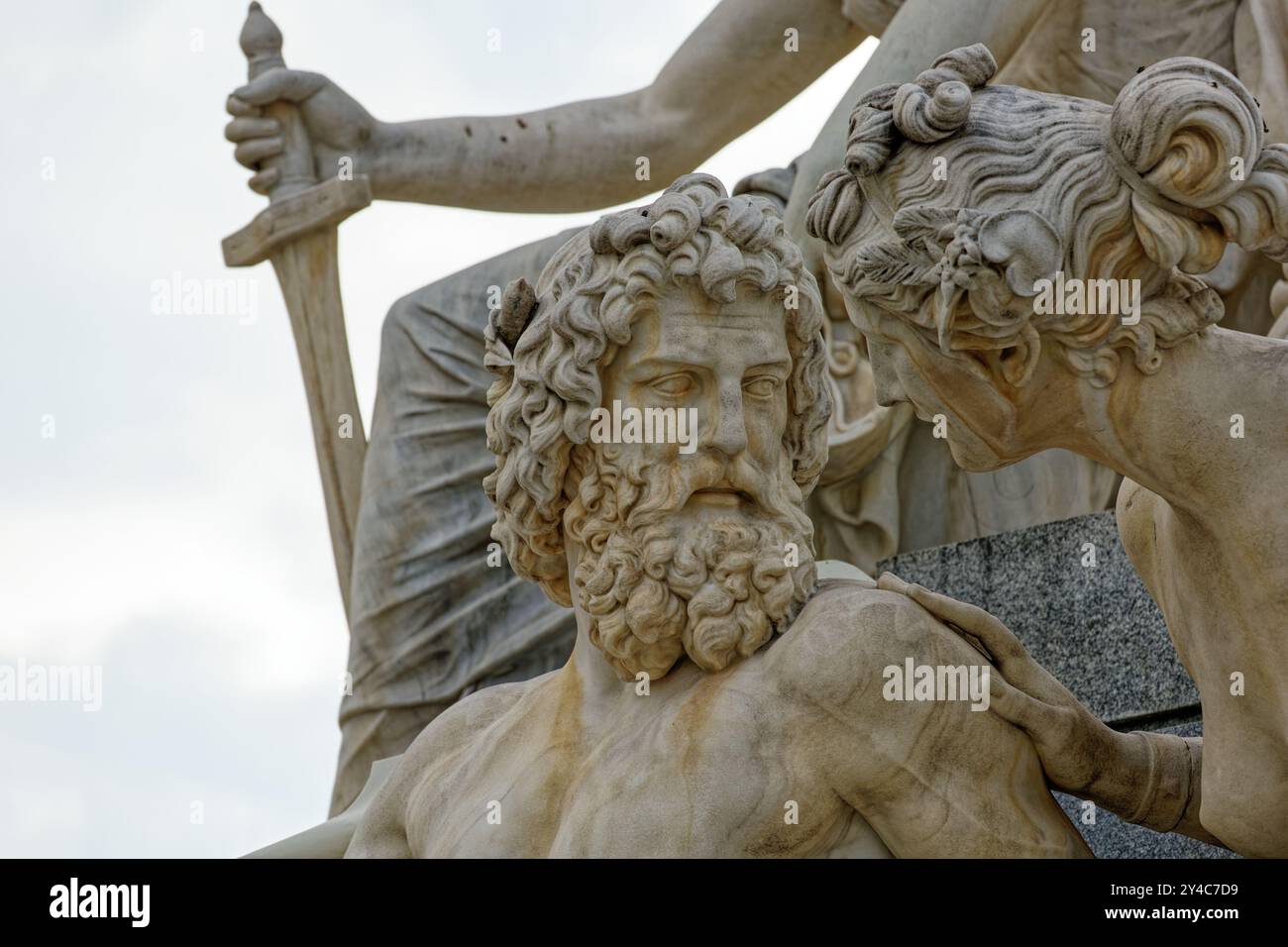 Details of the statues of the Austrian Parliament on the Ringstraße ...