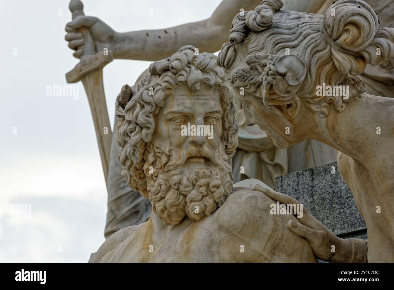 Details of the statues of the Austrian Parliament on the Ringstraße ...