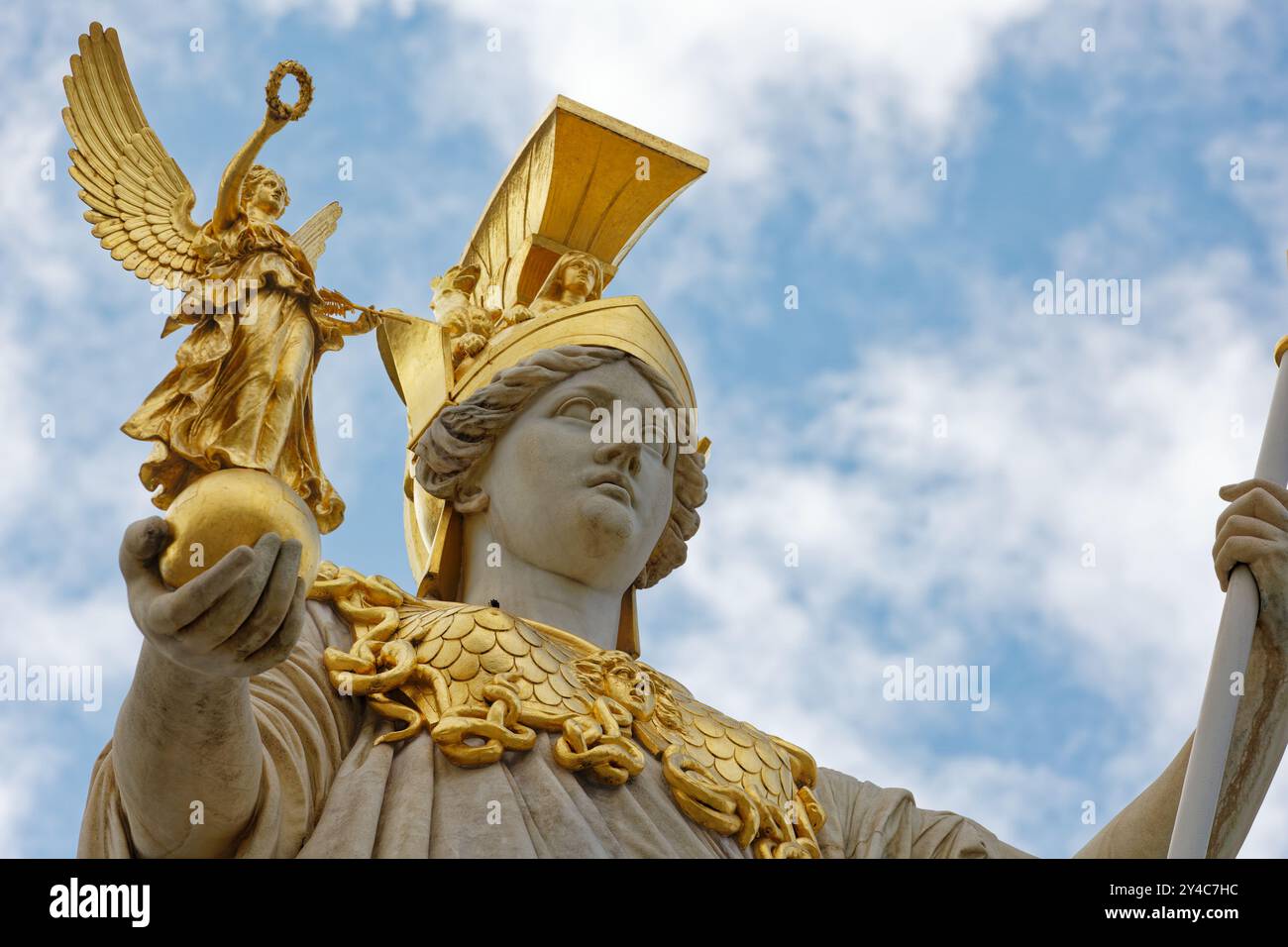 Details of the statues of the Austrian Parliament on the Ringstraße ...