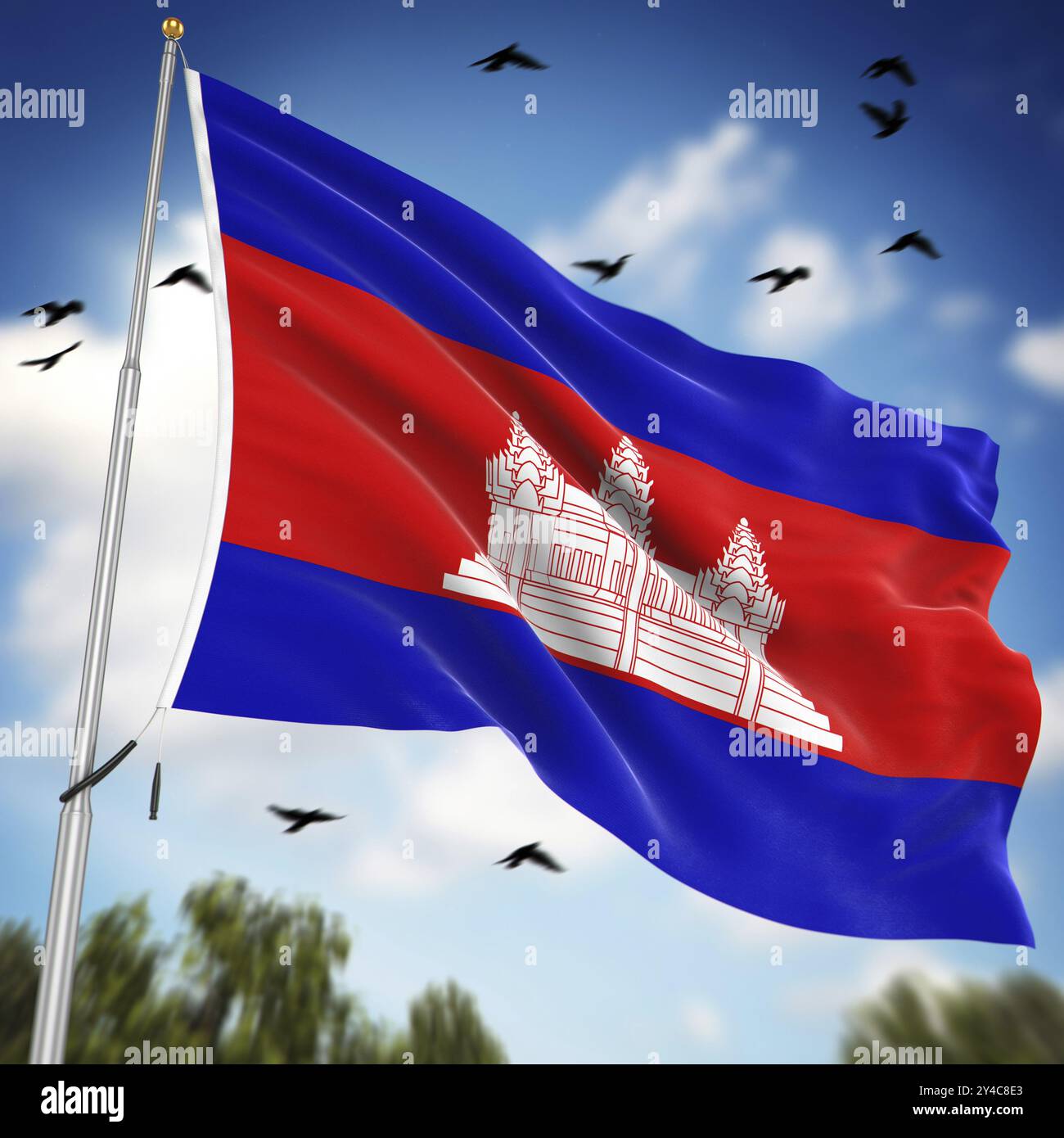 Flag of Cambodia, This is a computer generated and 3d rendered image ...