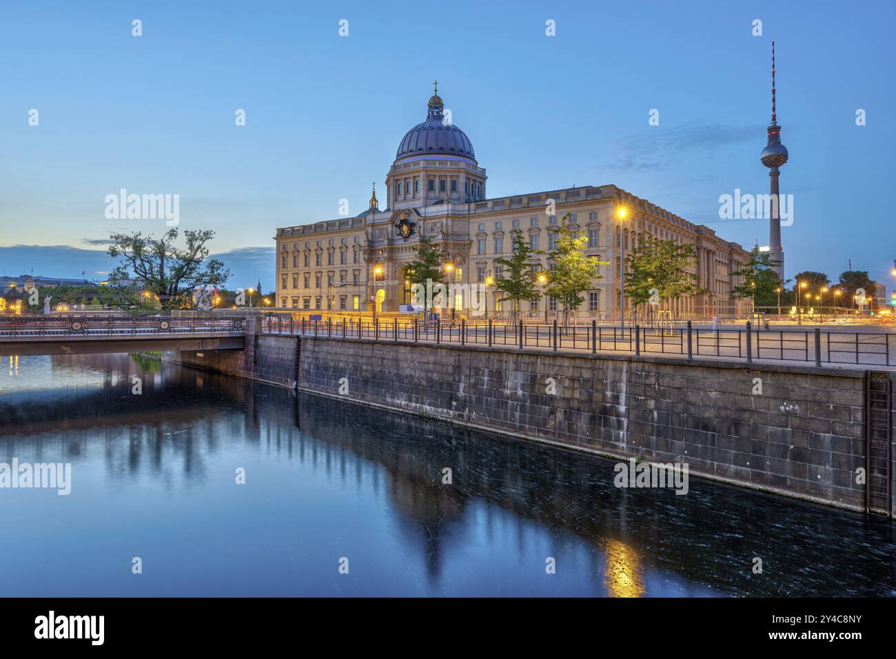 The reconstructed Berlin City Palace and the famous television tower at ...
