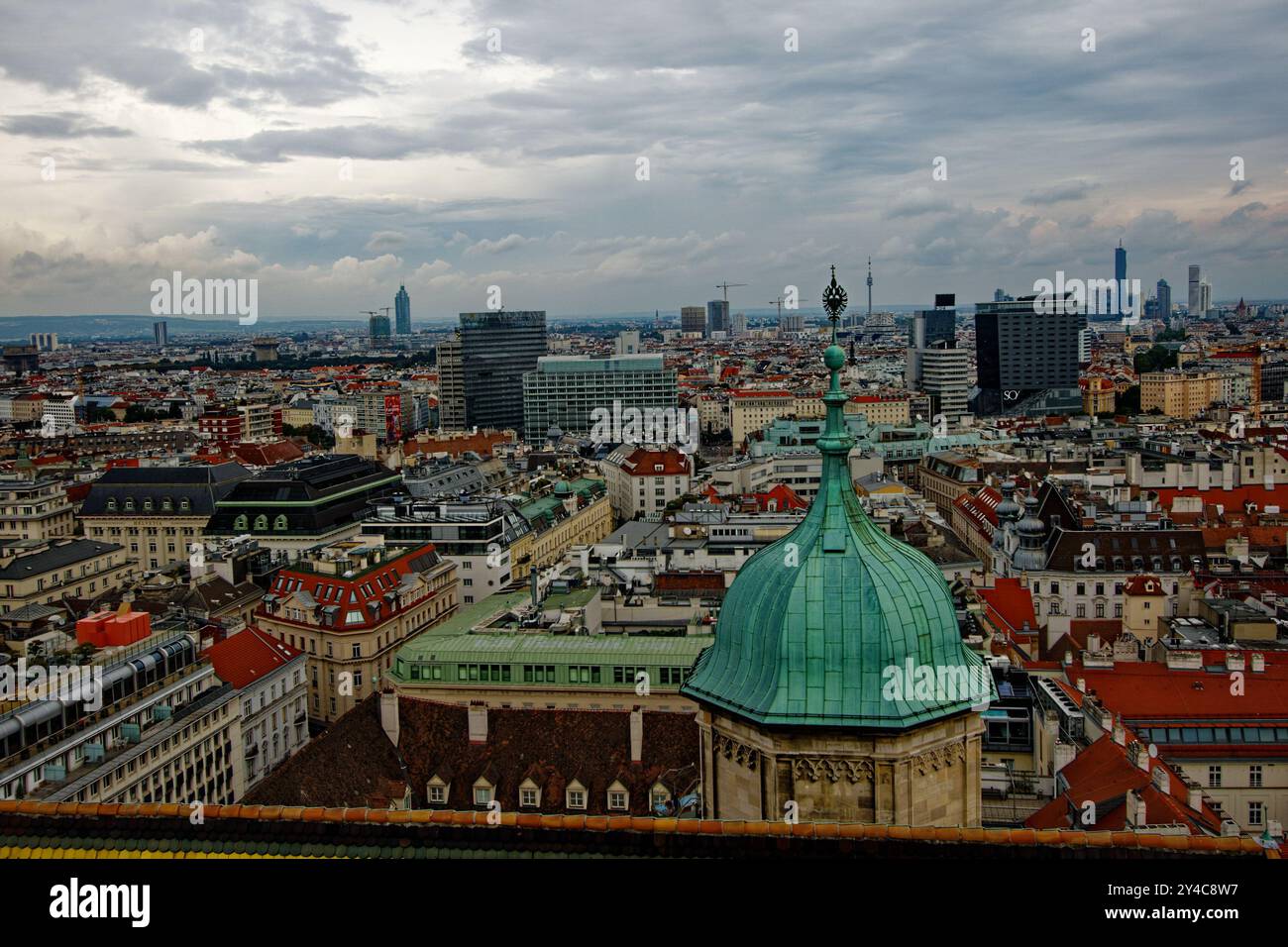 Aerial view of Vienna the Austrian capital in Europe EU crossed by the ...