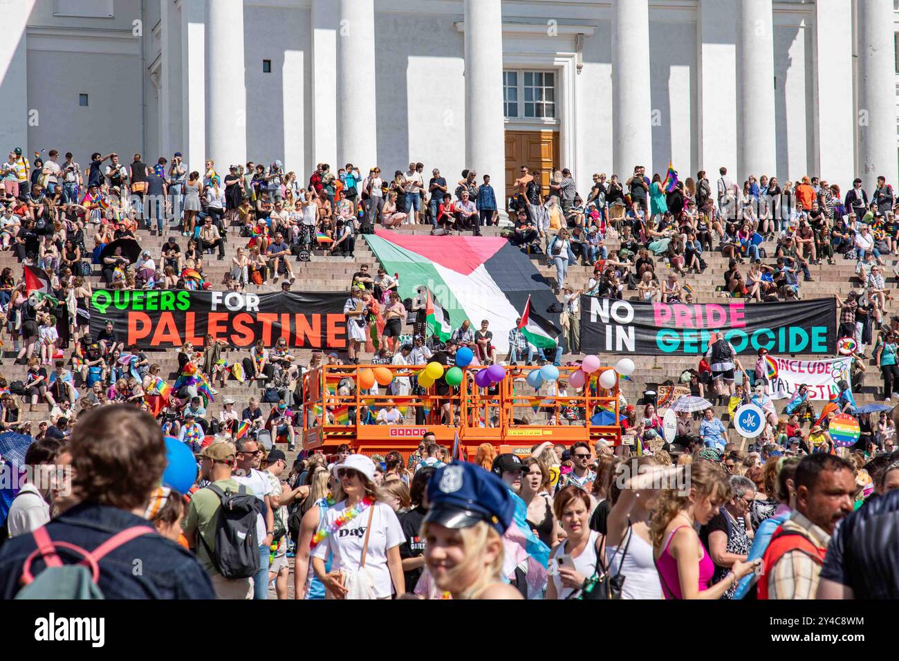 People gathering on Senate Square and Helsinki Cathedral steps before ...